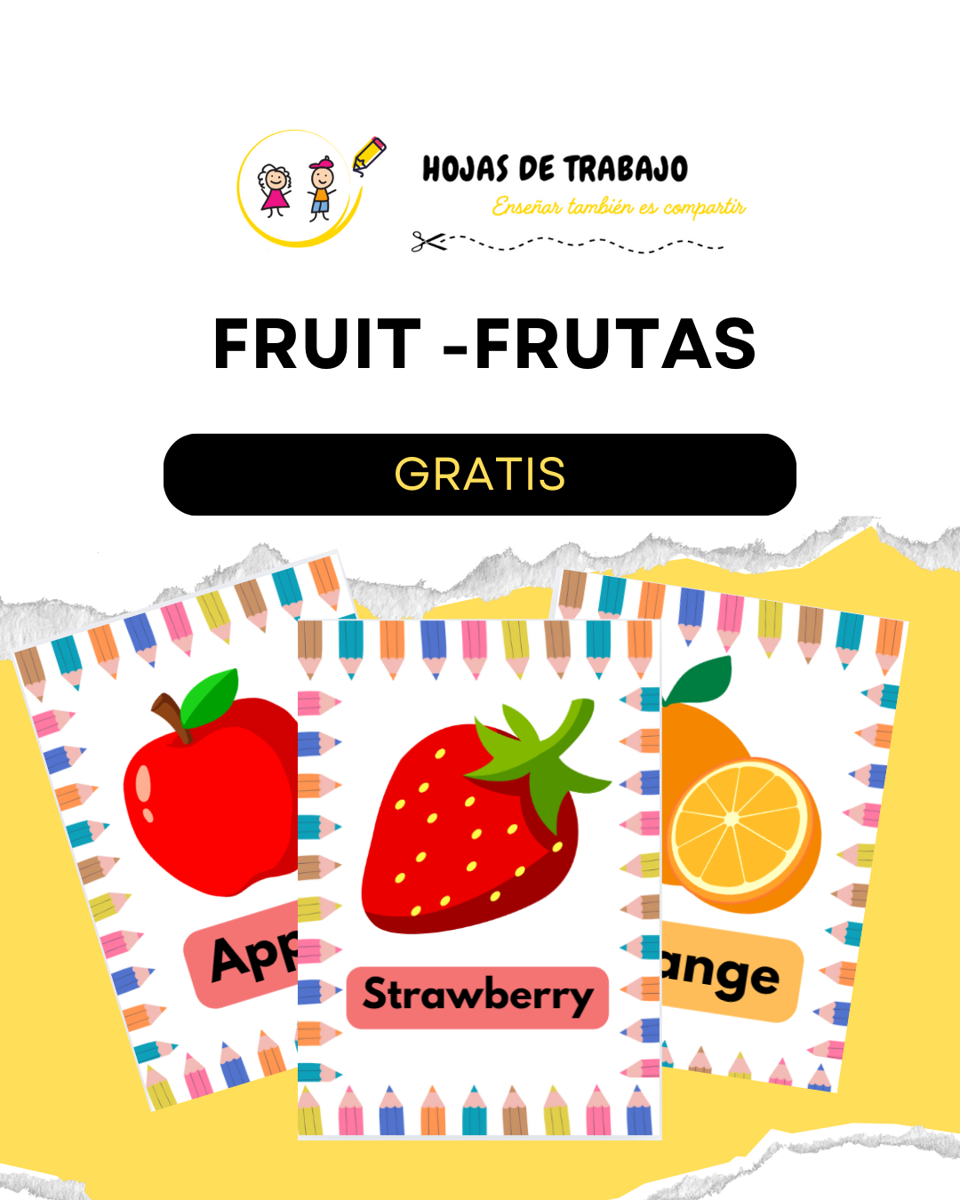 Flash card frutas-fruit - Hojas de trabajo