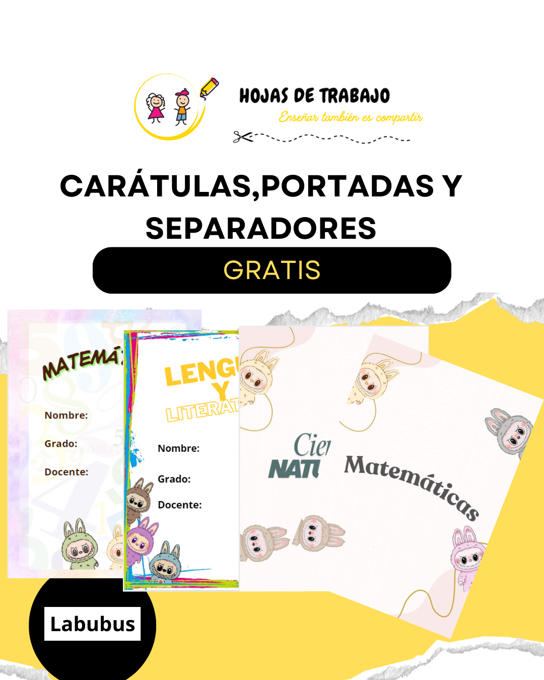 Carátulas y Portadas de Labubu - Hojas de trabajo